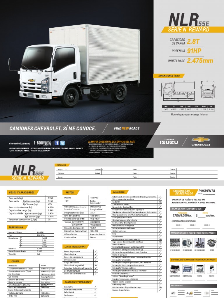 Ficha Técnica Camion Chevrolet Nlr | Camión | Coche