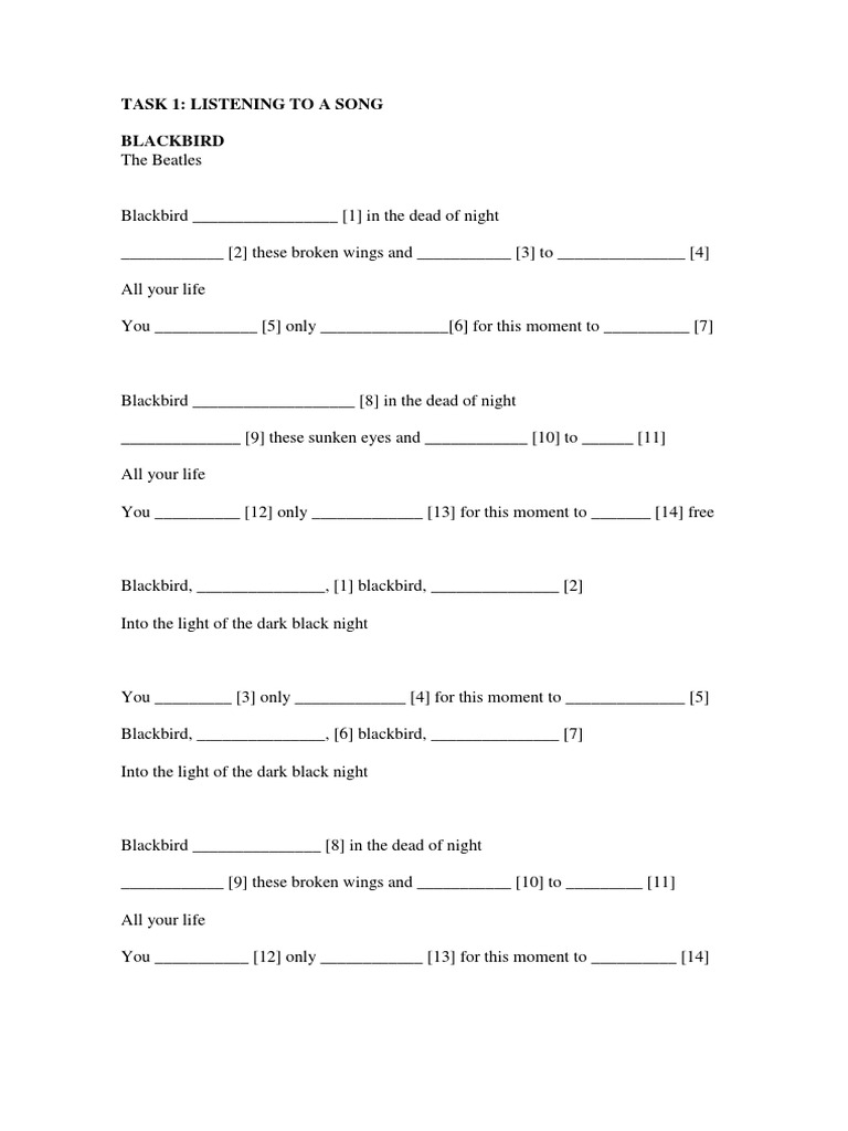 Task 1 - Listening Beatles - Verbs | PDF