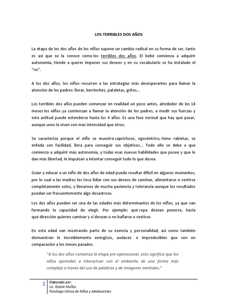 Los Terribles Dos Años | PDF | Comportamiento | Ira