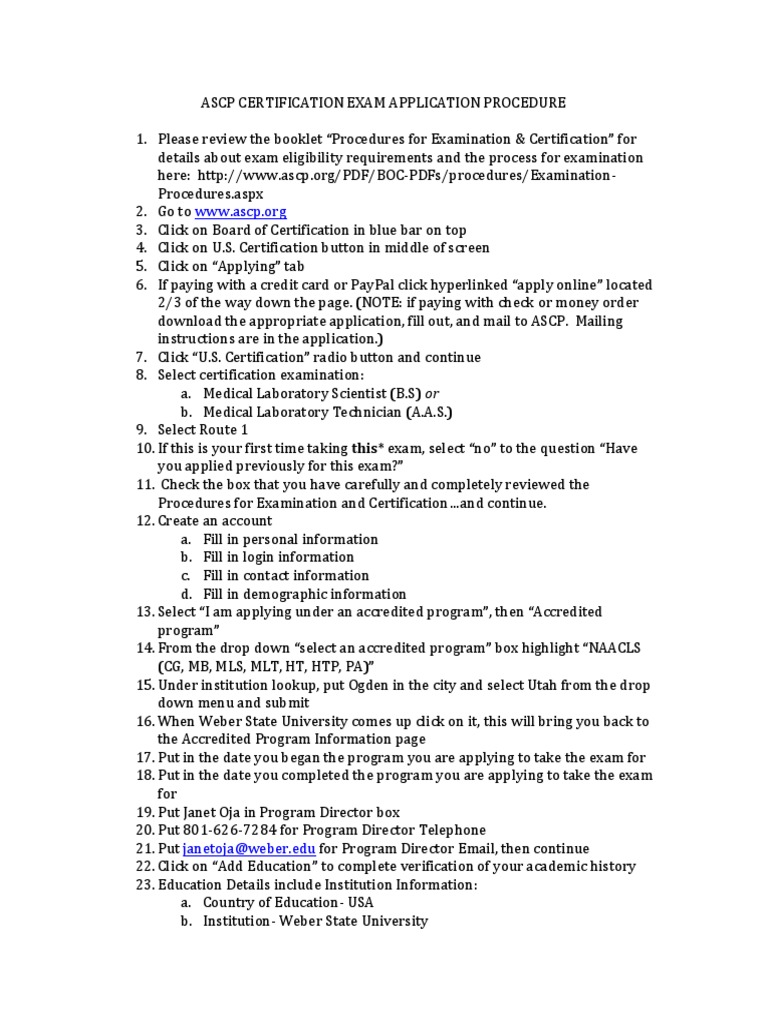 ASCP Exam Application Guide | PDF | University And College Admission ...