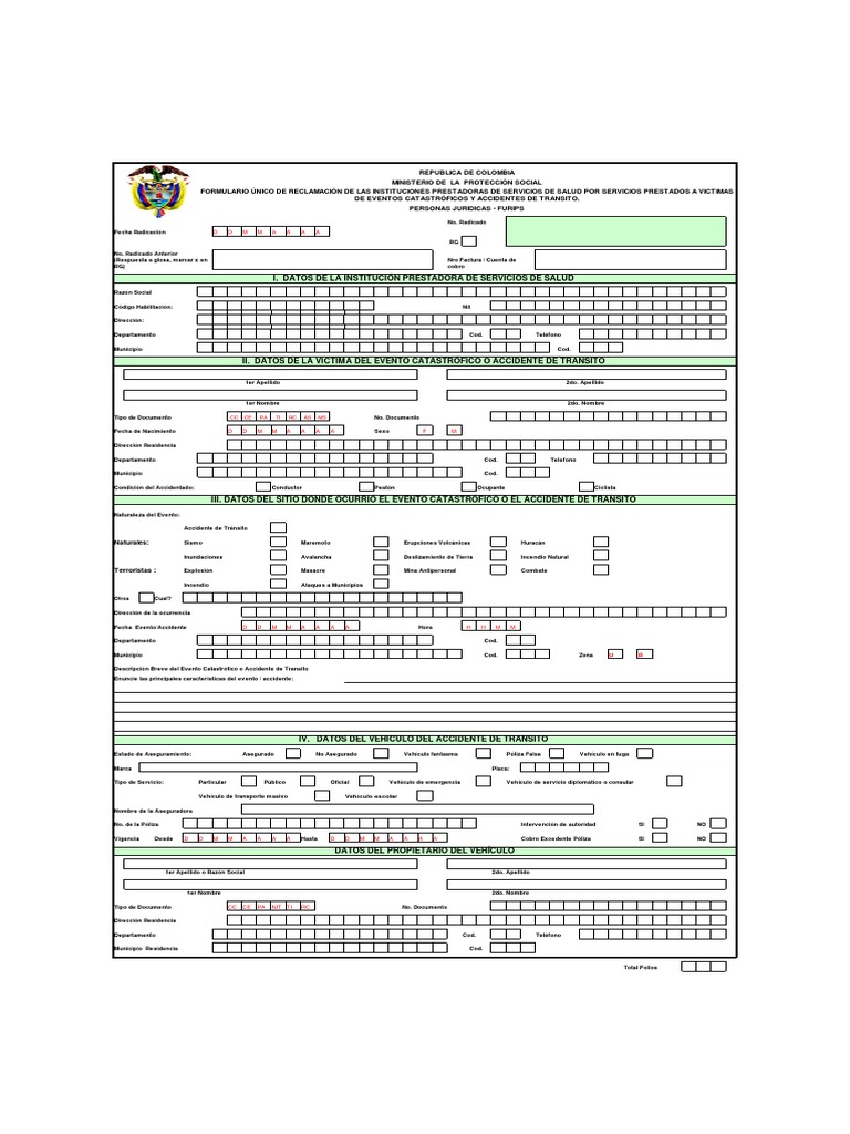 Formulario Reclamaciones-FURIPS | PDF | Accidente de tráfico ...
