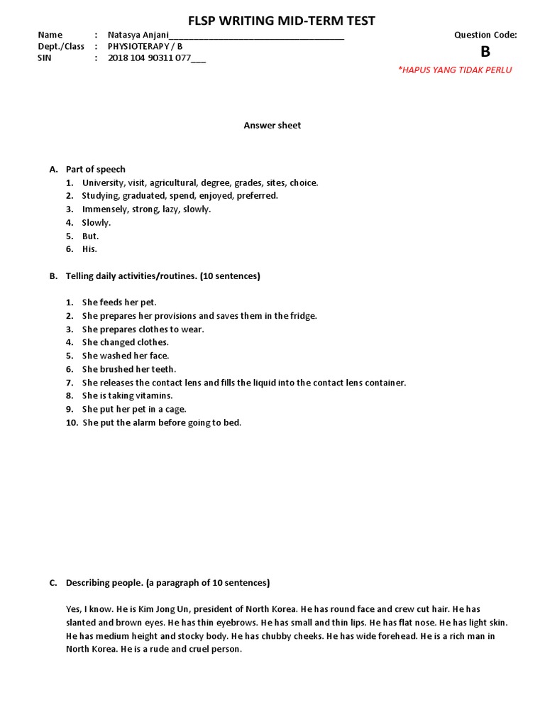 Lesi Test Overview for Physiotherapy B | PDF