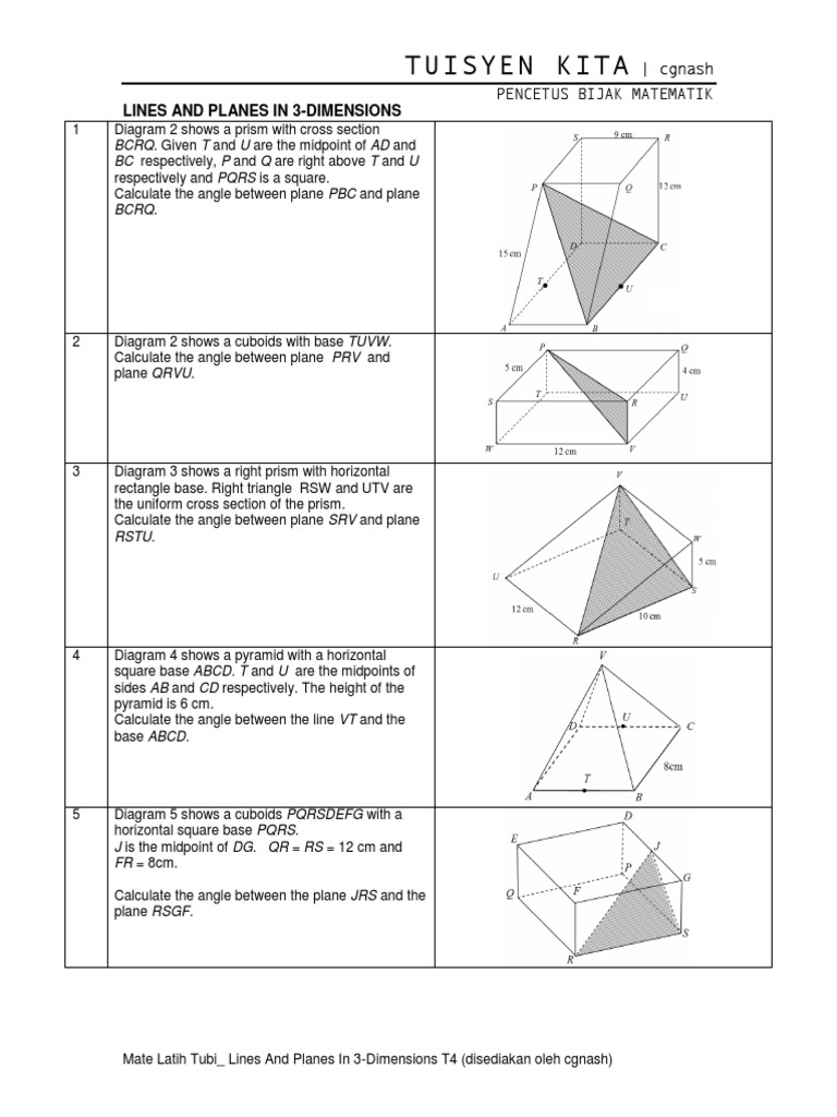 Mate Latih Tubi - Lines and Planes in 3-Dimensions T4 (Disediakan Oleh ...