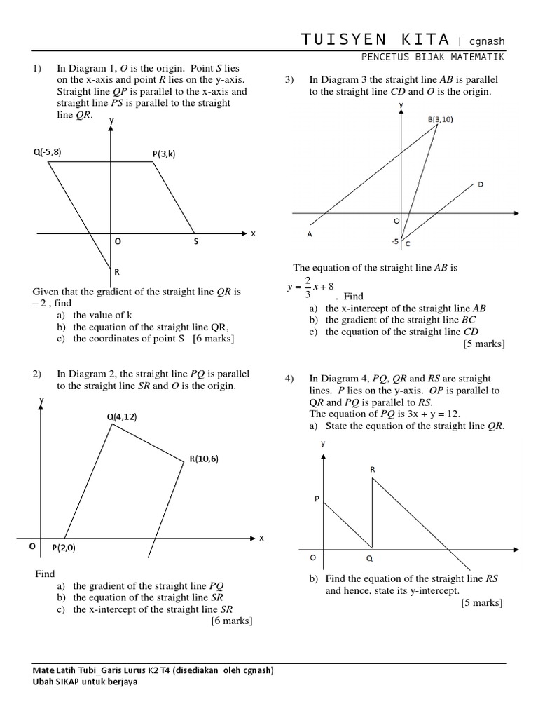 Formula Garis Lurus Tingkatan 3 | PDF | Line (Geometry) | Analytic Geometry