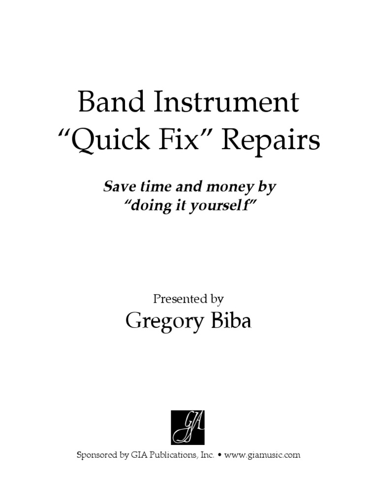 Band Instrument Quick Fix Repairs PDF | PDF | Trombone | Saxophone