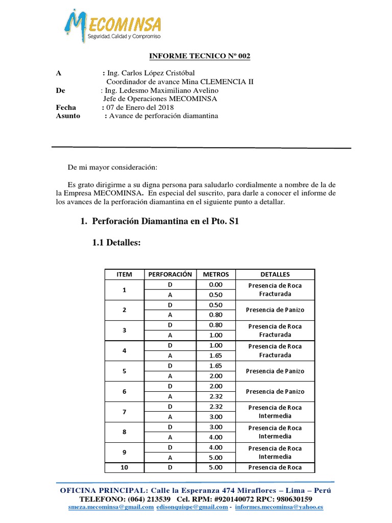 Informe 002-Avance de Perf Diamantina | PDF | Ocio | Violencia