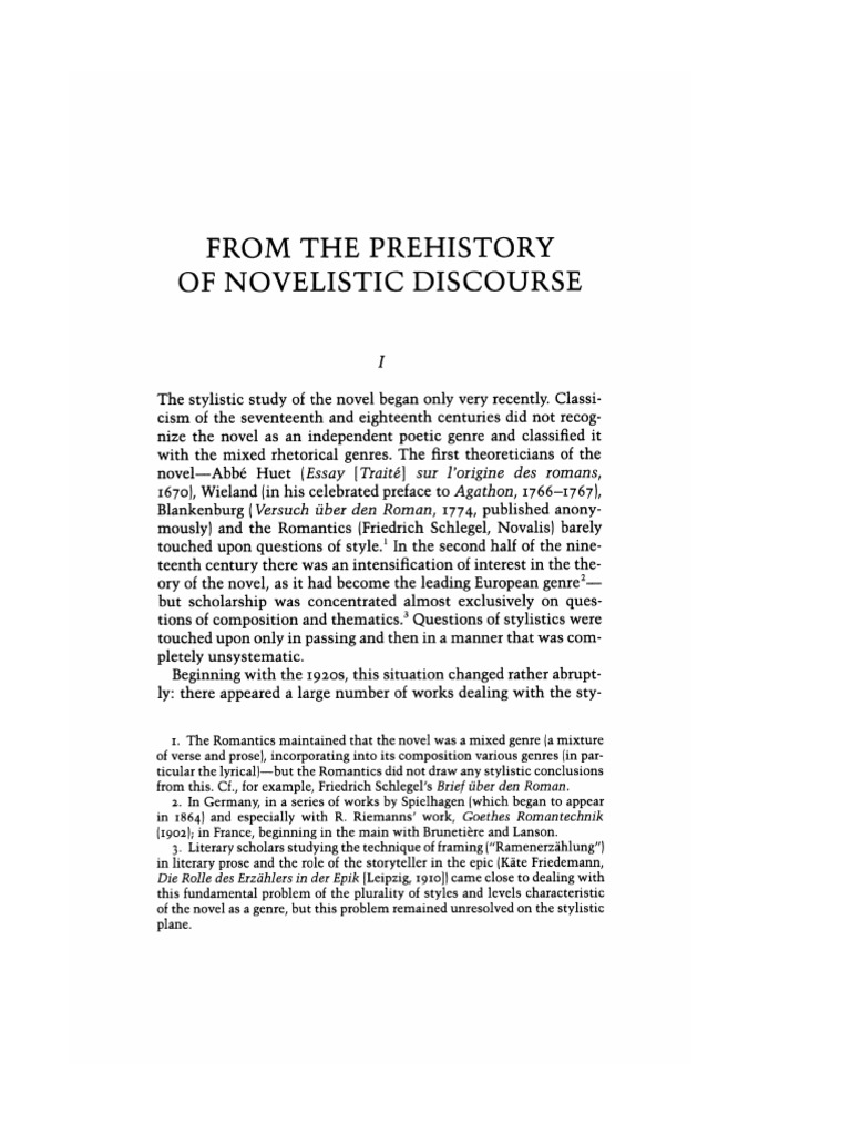 BAKHTIN, M. From The Prehistoric of Novelistic Discourse PDF | PDF
