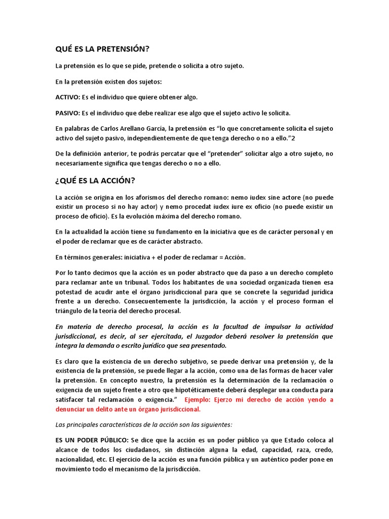 Accion Procesal y Pretension | PDF | Ley procesal | Jurisdicción