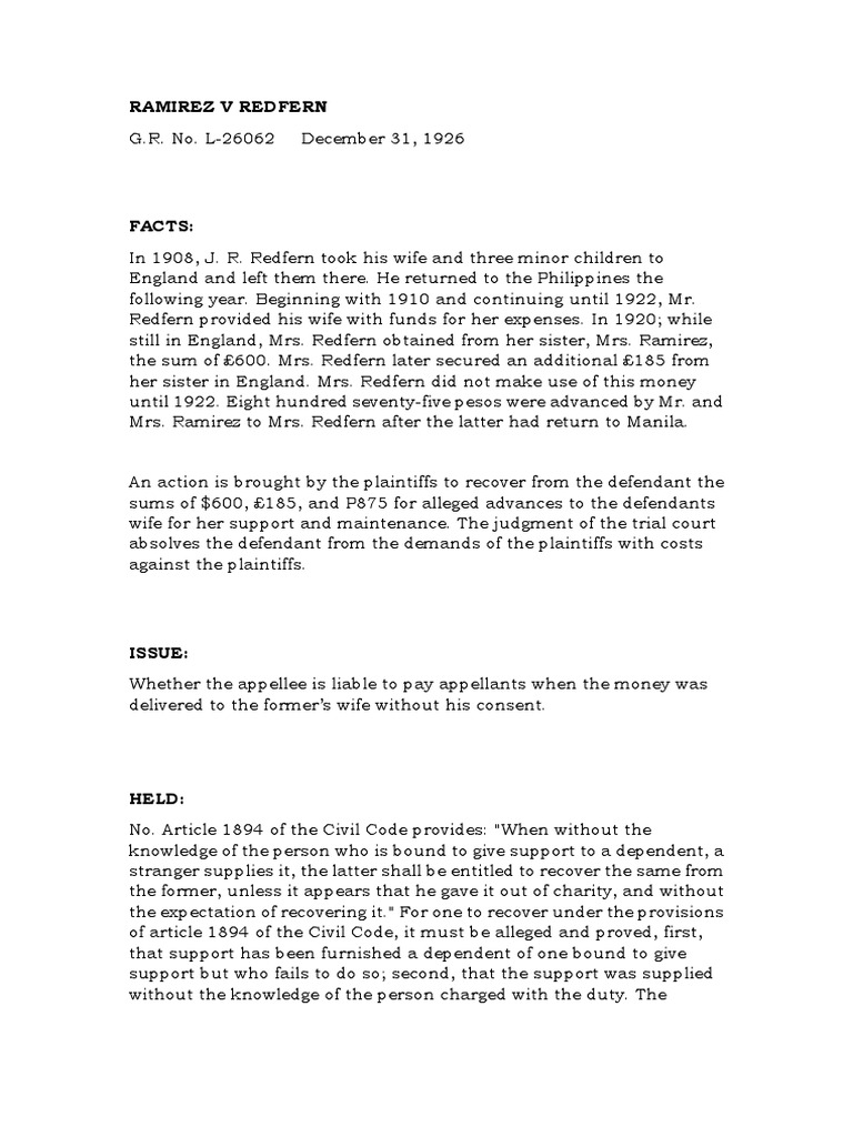 Liability in Ramirez v. Redfern Case | PDF