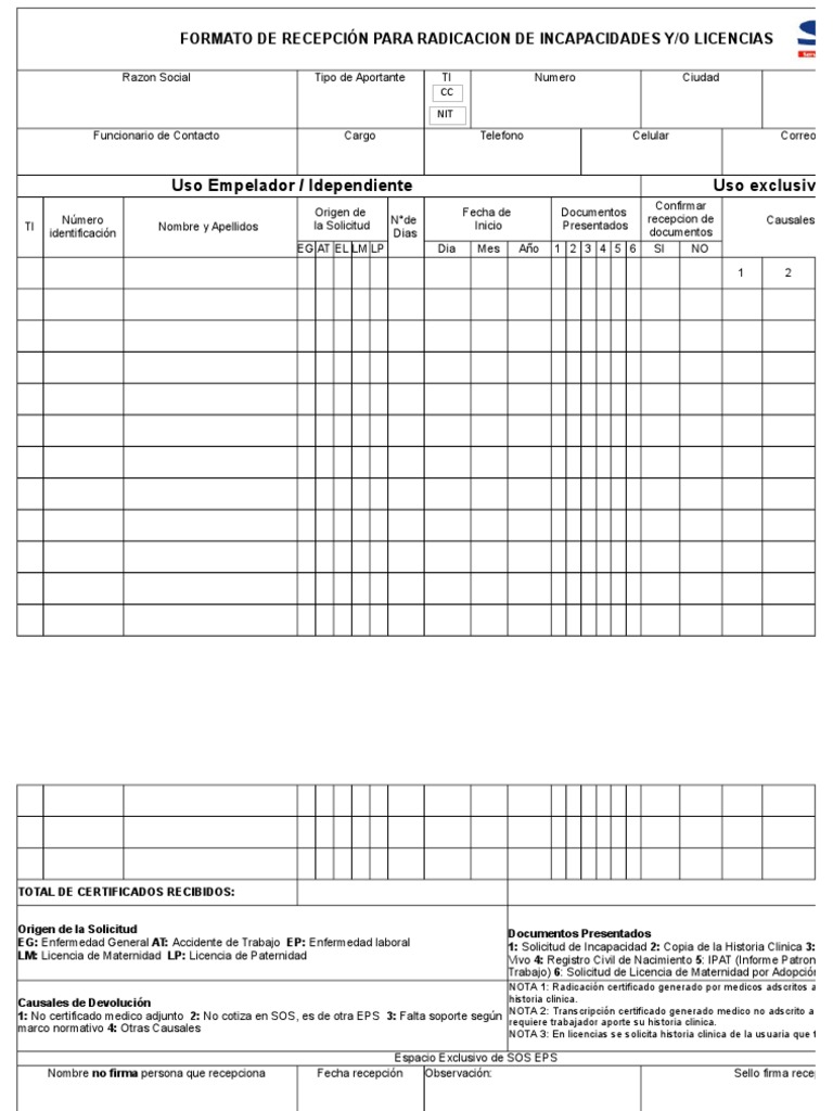 FT-AIU-217 Formato de Radicacion de Incapacidades y o Licencias | PDF | Historial médico | Bienestar