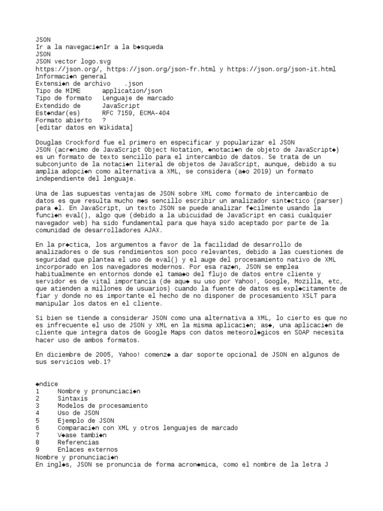 Json Wiki | PDF | Json | Hipertexto