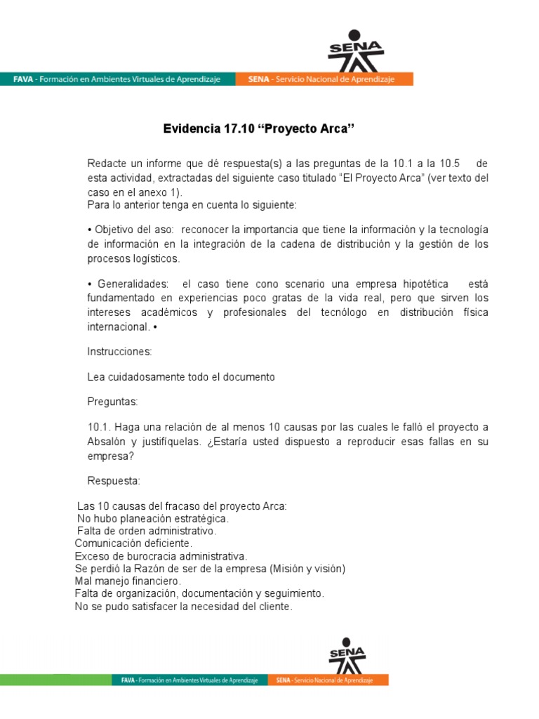 AP17 AA1 Evidencia 17.10 "Proyecto Arca" | PDF | Burocracia | Business