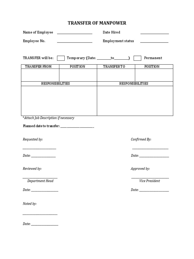 Transfer of Manpower | PDF | Human Resources | Labor