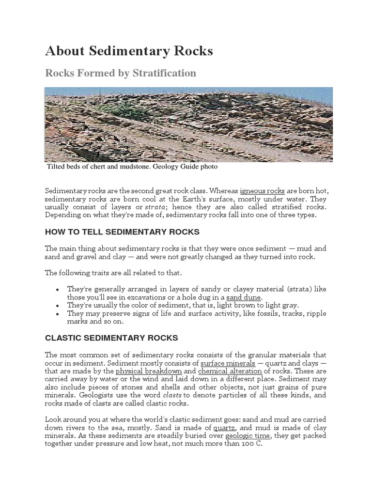 About Sedimentary Rocks: Rocks Formed by Stratification | PDF ...