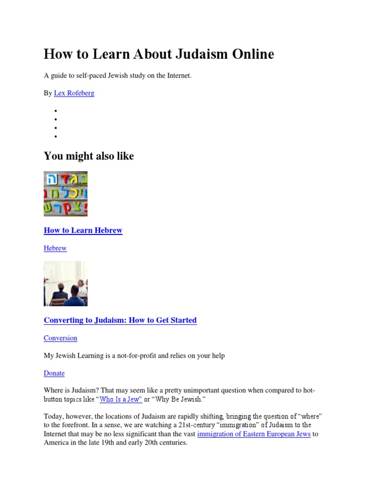 How To Learn About Judaism Online | PDF | Jews | Torah