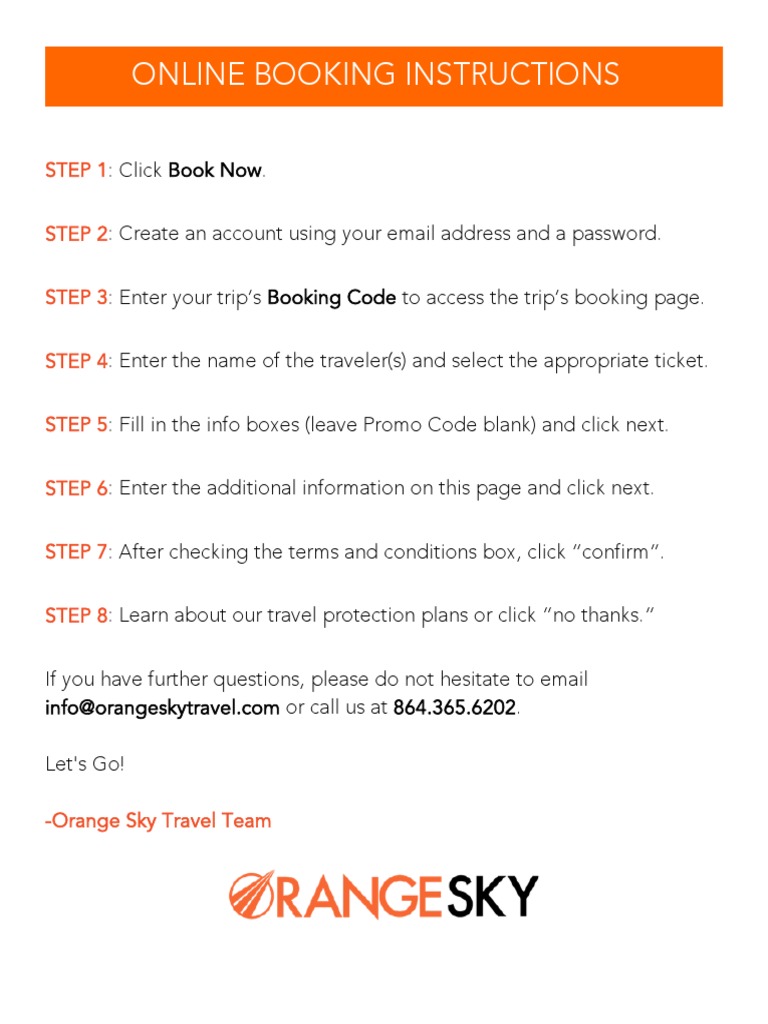 Booking Instructions | PDF