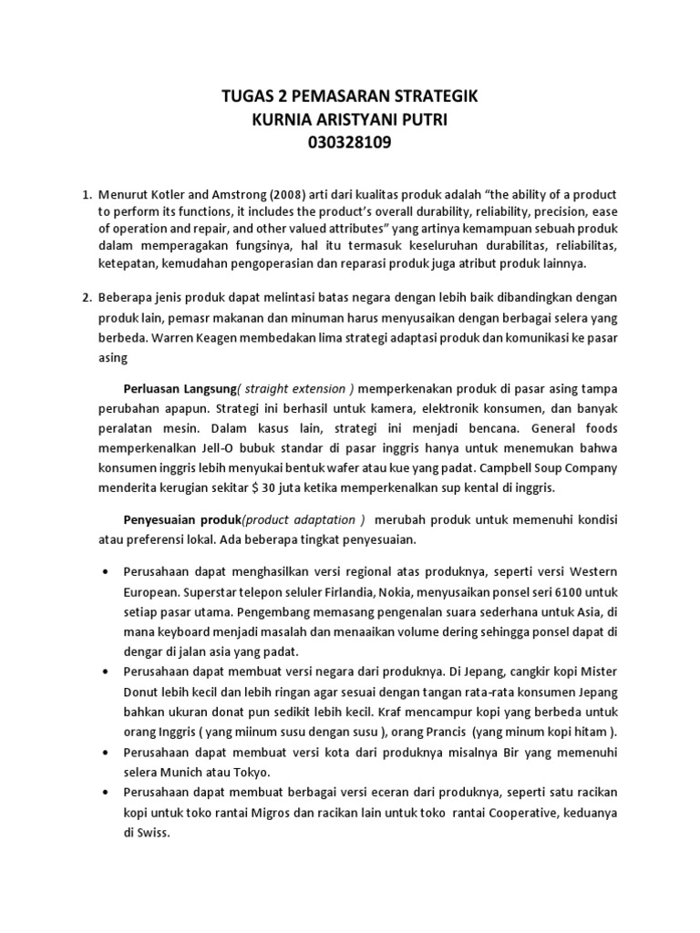 Tugas 2 Pemasaran Strategik | PDF