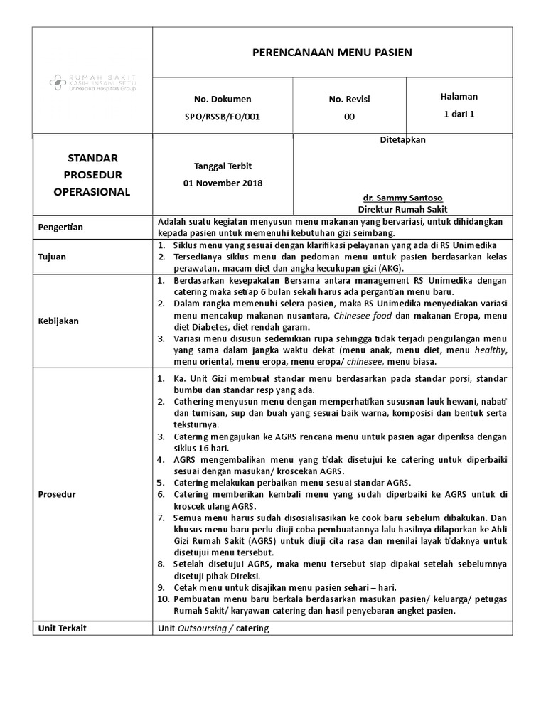 Perencanaan Menu untuk Pasien Rumah Sakit | PDF | Kesehatan Holistik