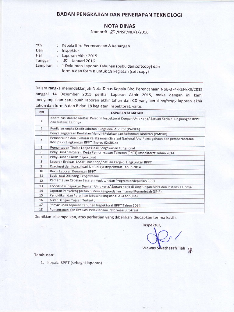 Contoh Laporan Tahunan Inspektorat 2015 PDF | PDF