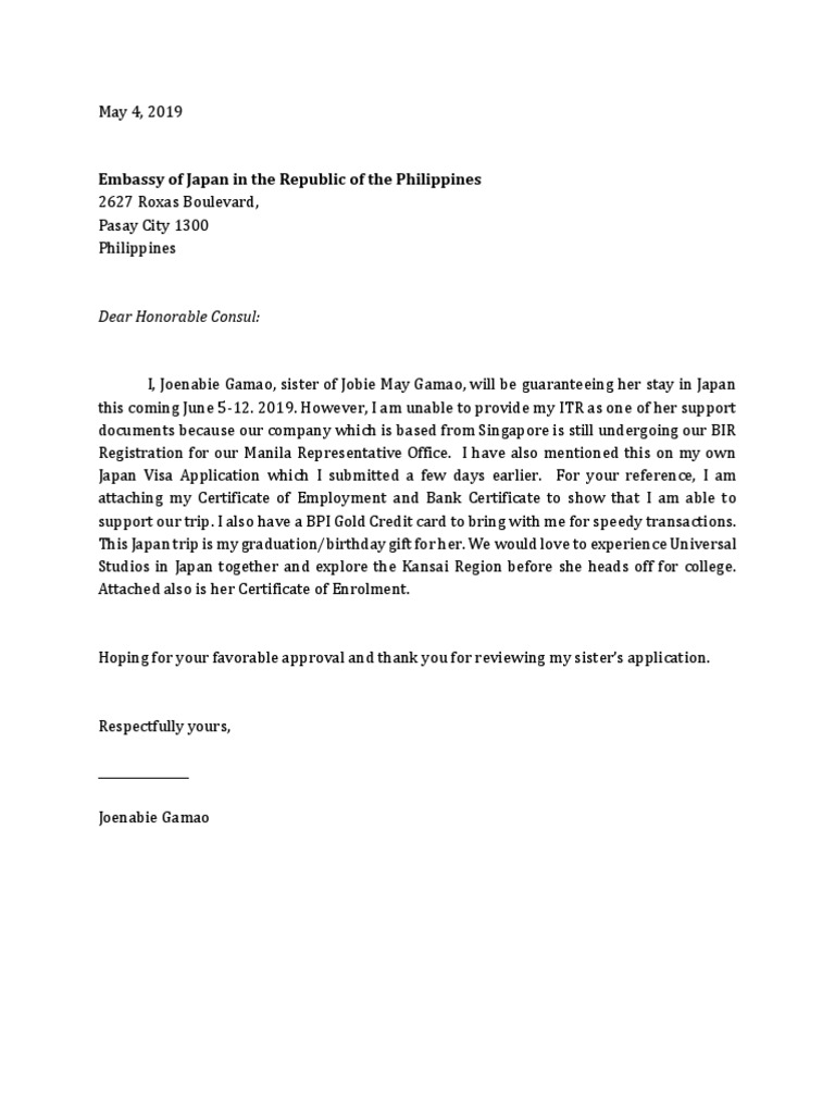 Embassy of Japan in The Republic of The Philippines: Dear Honorable ...