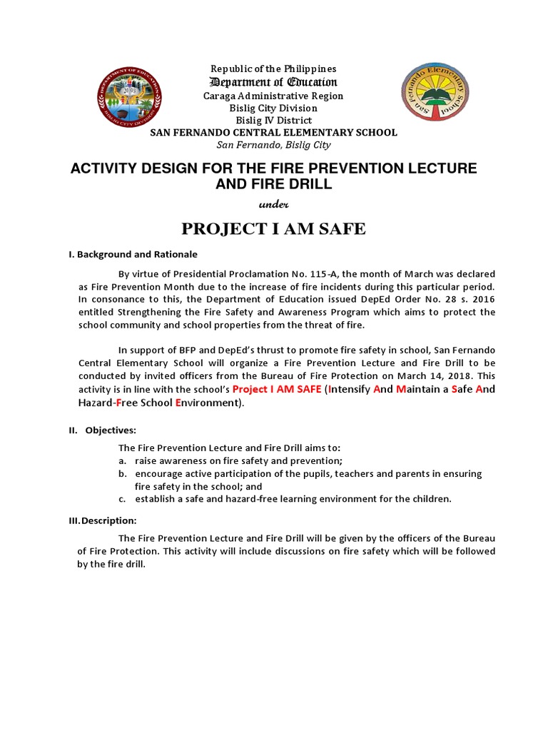 Activity Design For Fire Drill | PDF | Fire Safety | Behavior Modification