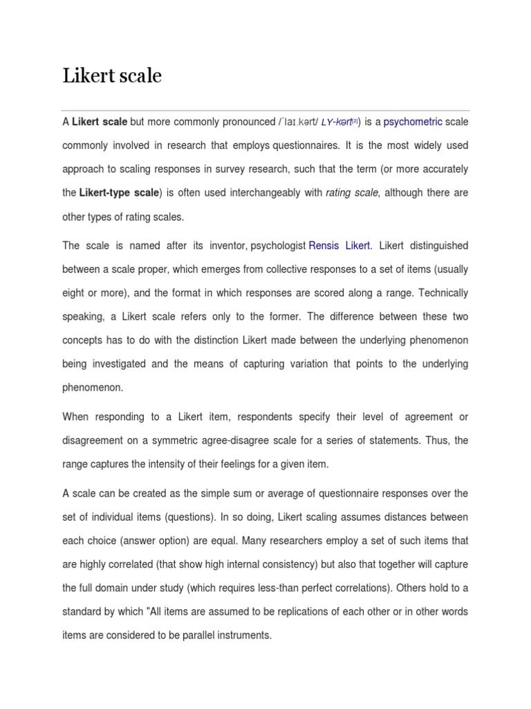 Likert Scale: Psychometric | PDF | Likert Scale | Research Methods