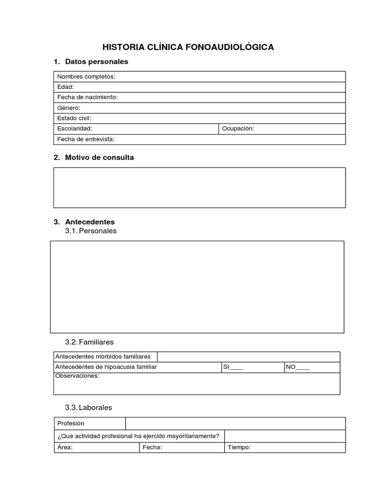 Historia Clínica Audiológica | PDF | Tinnitus | Especialidades Medicas