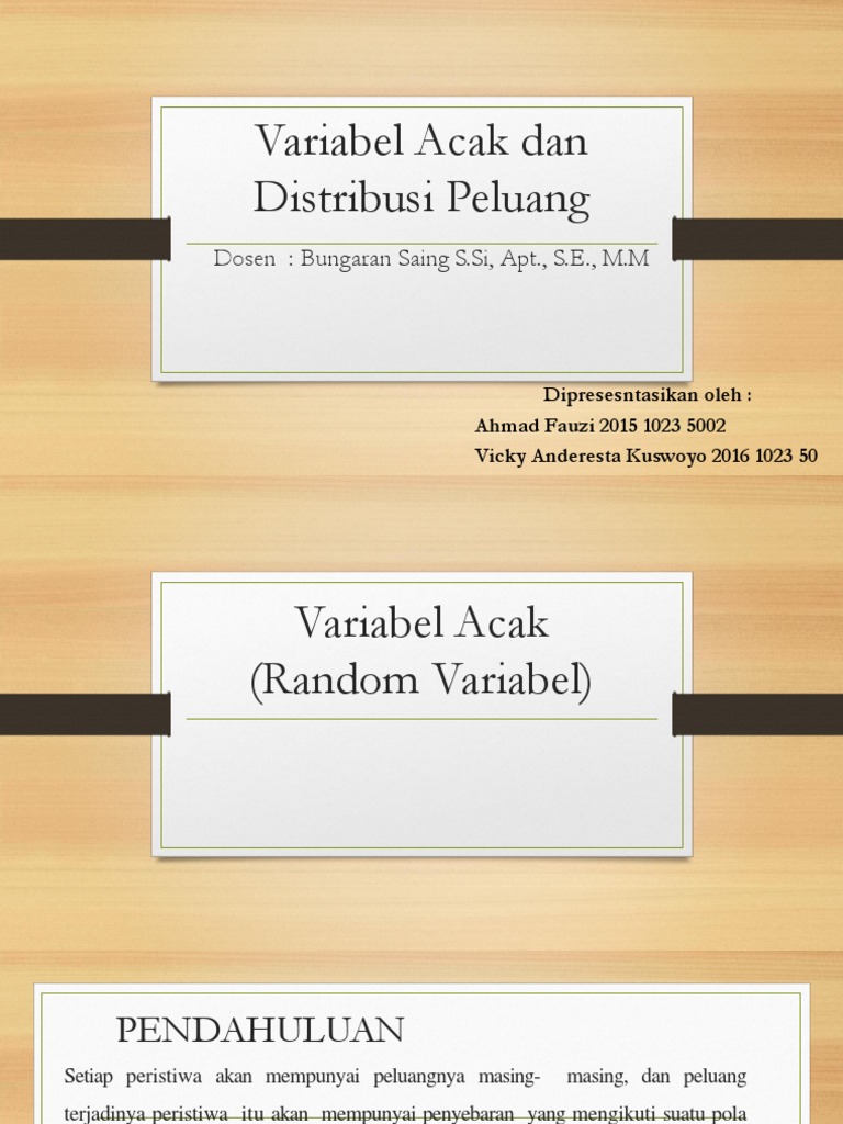 Presentasi Variabel Acak Dan Distribusi Peluang | PDF | Metode & Bahan Ajar