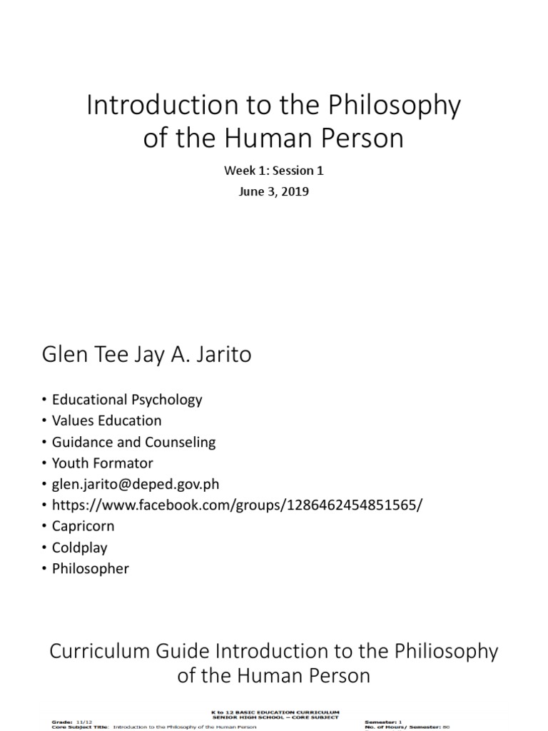 Introduction To The Philosophy of The Human Person | PDF