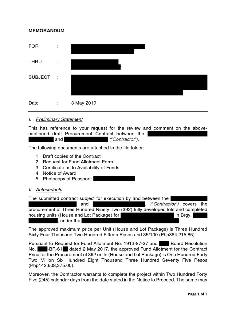 Memorandum For Contract Review | PDF | Business Law | Civil Law (Legal ...