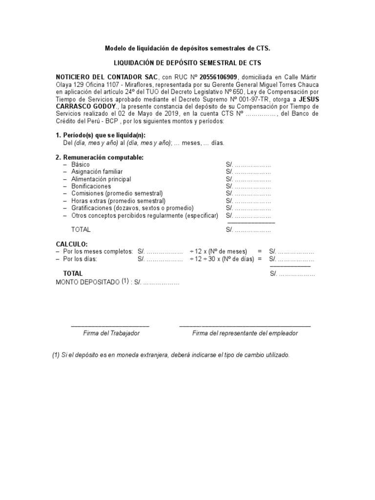 Modelo de Liquidacion Semestral CTS