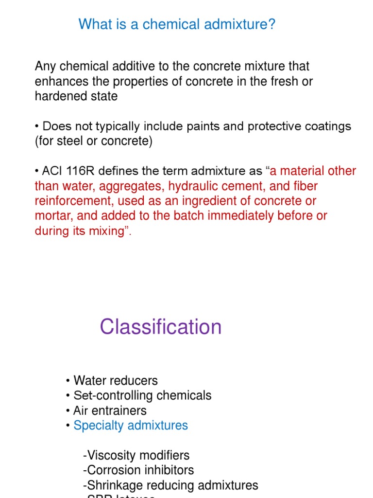 Chemical Admixture | PDF | Concrete | Chemistry