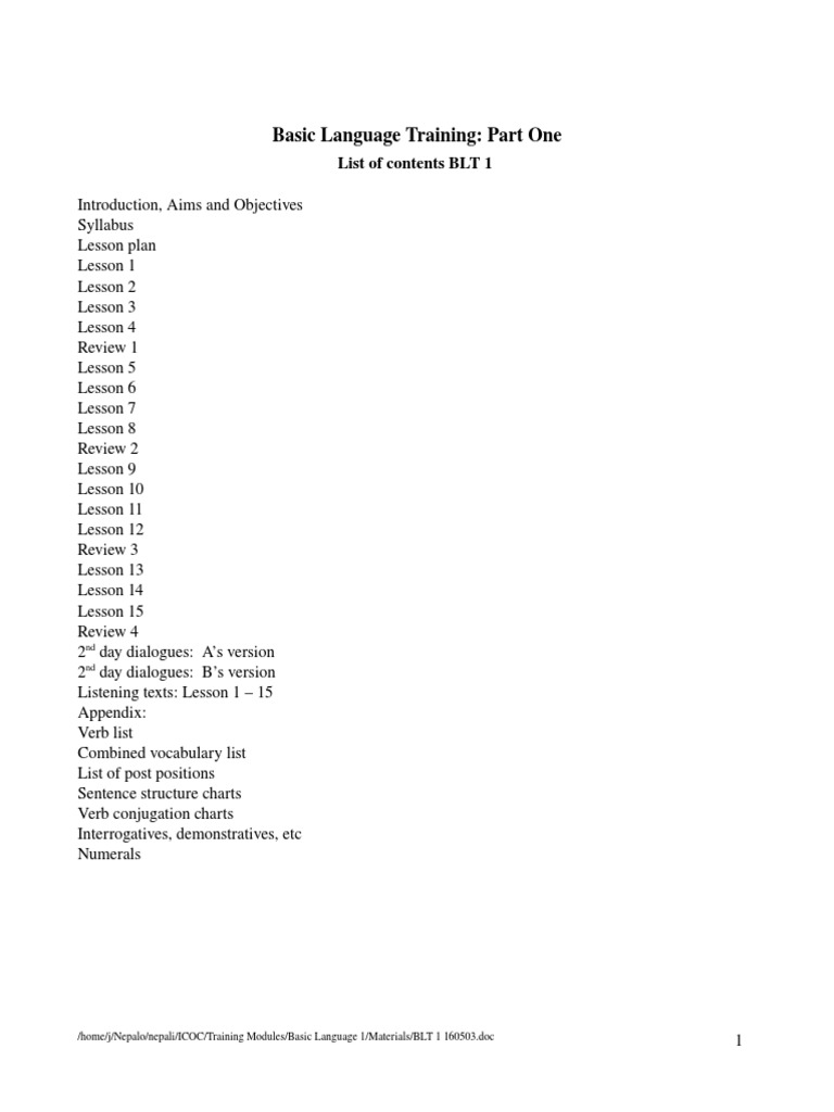 BLT 1 PDF | PDF | Verb | Subject (Grammar)