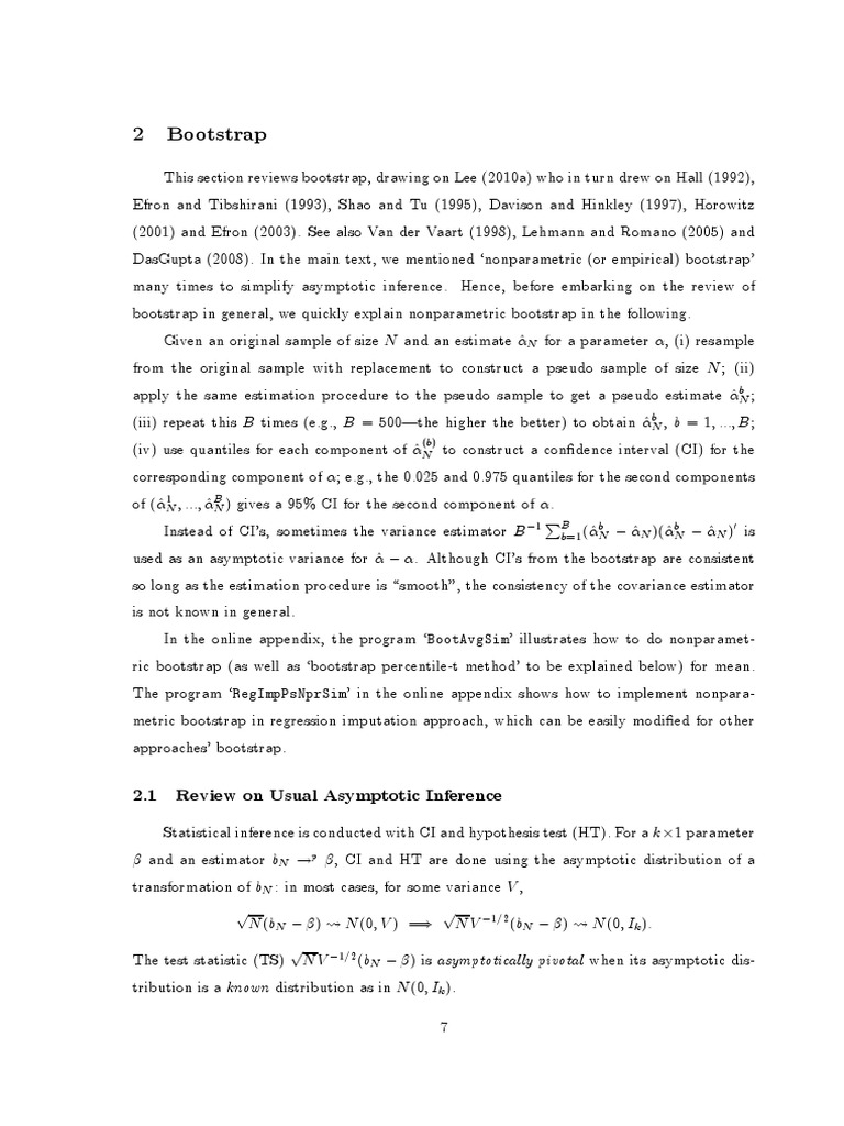 2 Bootstrap 2 1 Review On Usual Asymptotic Inference Pdf Bootstrapping Statistics
