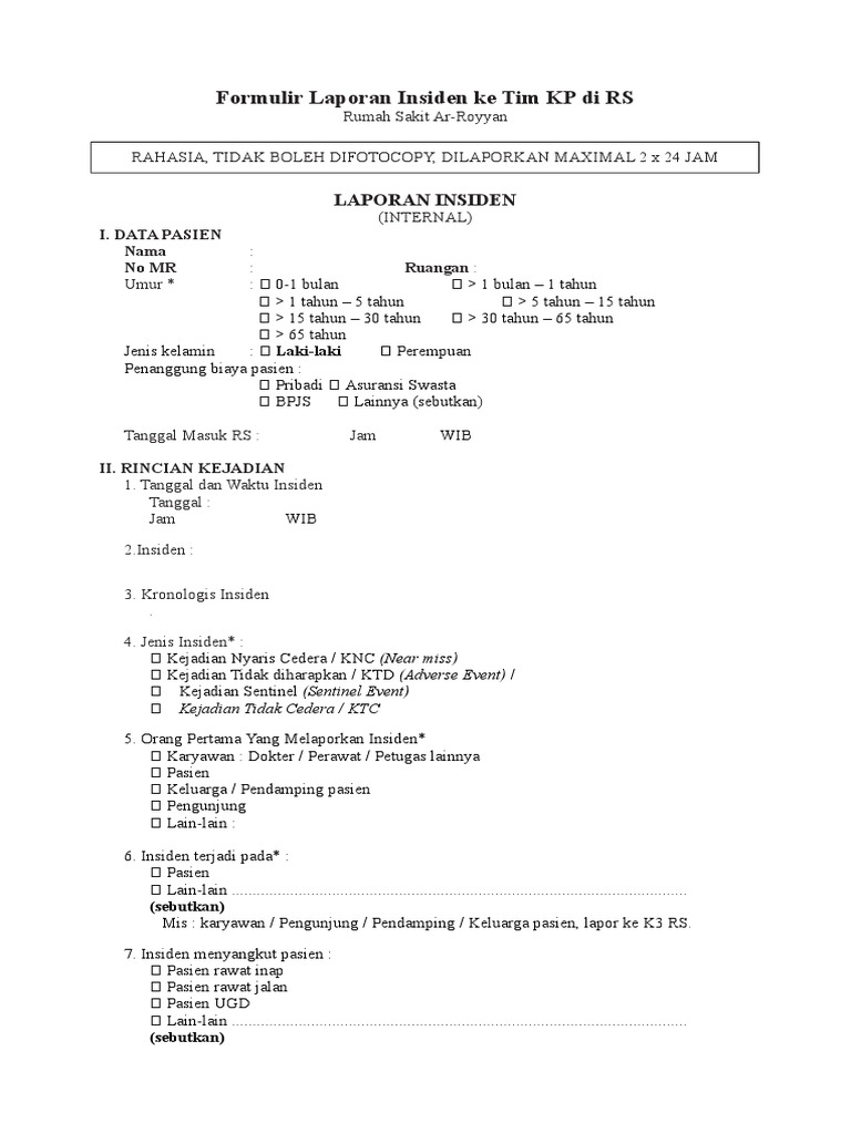 Formulir Ikp Ke Tim KP RS | PDF