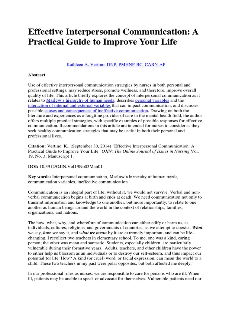 Interpersonal Communication Guide | PDF | Interpersonal Communication ...