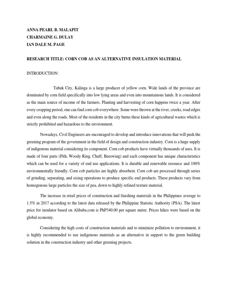 Corn Cob: Eco-Friendly Insulation Solution | PDF