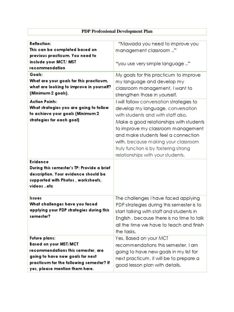 PDP Professional Development Plan | PDF | Classroom Management | Classroom