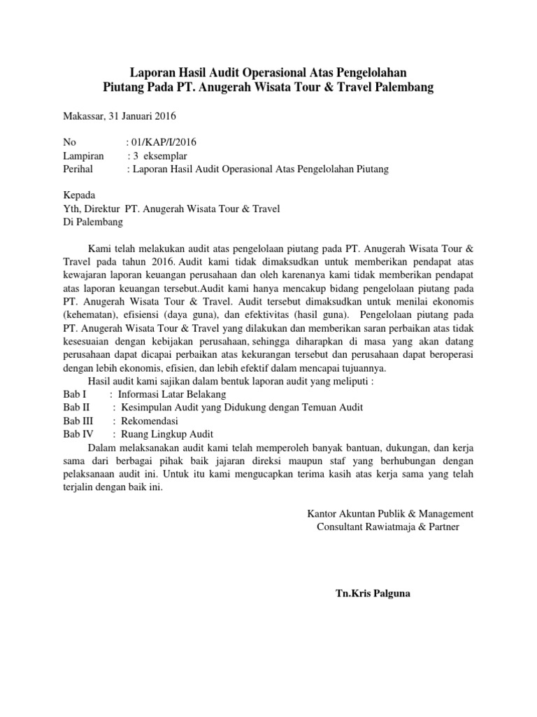 CONTOH KERTAS KERJA AUDIT (Contoh Diambil Dari Kasus Orang Lain) | PDF