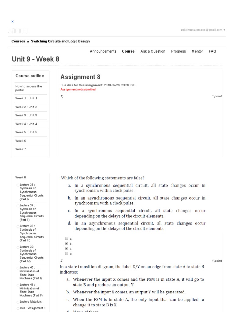 Switching Circuits and Logic Design - Unit 9 - Week 8 | PDF | Logic ...