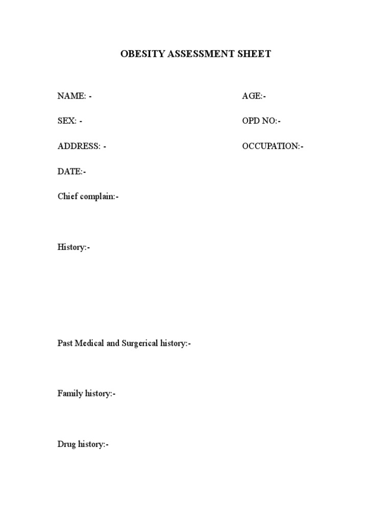 Obesity Health Assessment Form | PDF