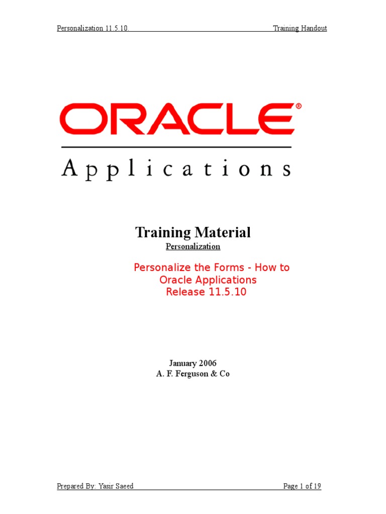 Personalization TM | PDF | Menu (Computing) | Oracle Database