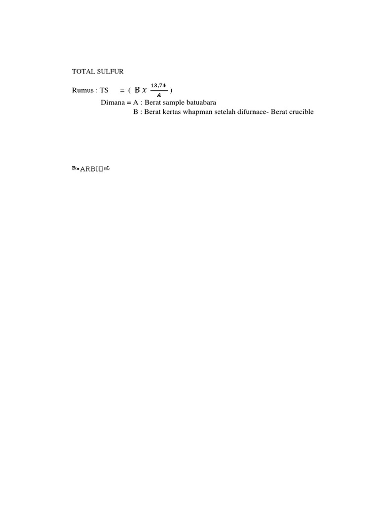 Rumus Analisis Batubara Lengkap | PDF | Metode & Bahan Ajar