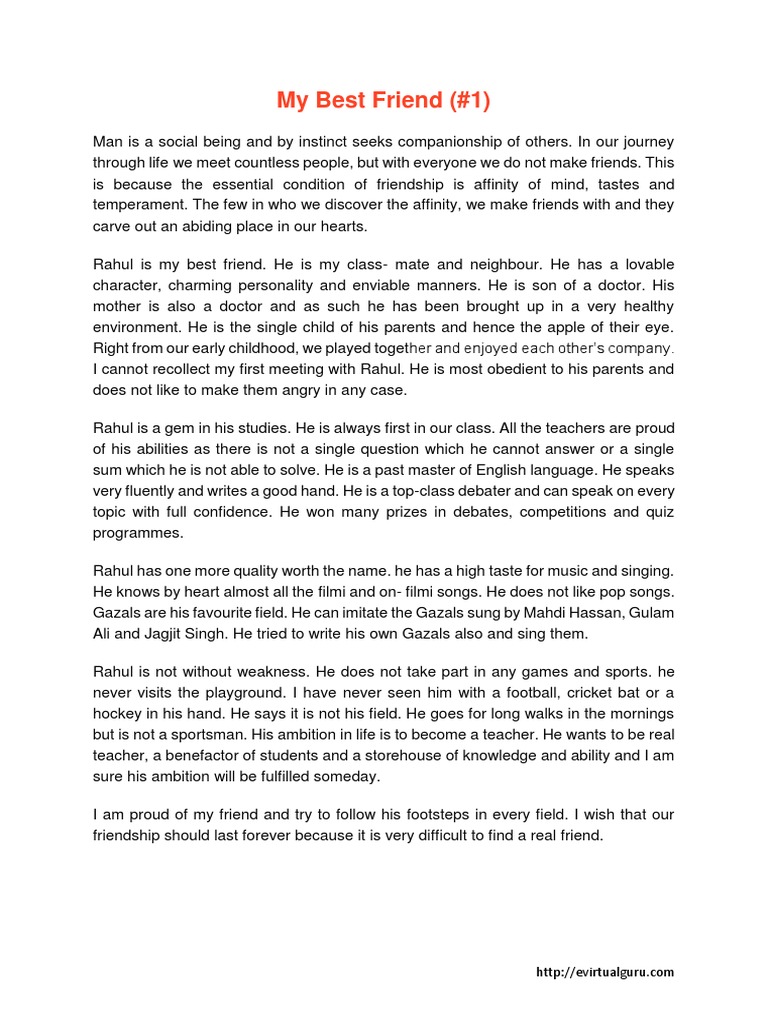 Essay On My Best Friend | PDF