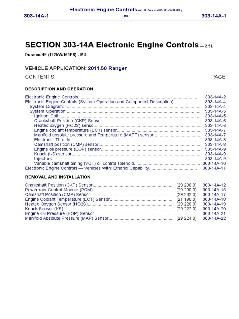 Ranger Electronic Engine Controls - 2.5L | PDF | Ignition System | Throttle