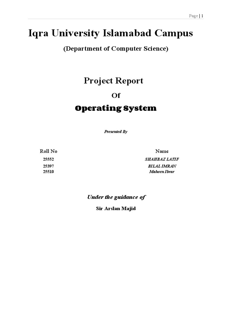 Iqra University Islamabad Campus: Project Report | PDF | Thread (Computing) | Process (Computing)