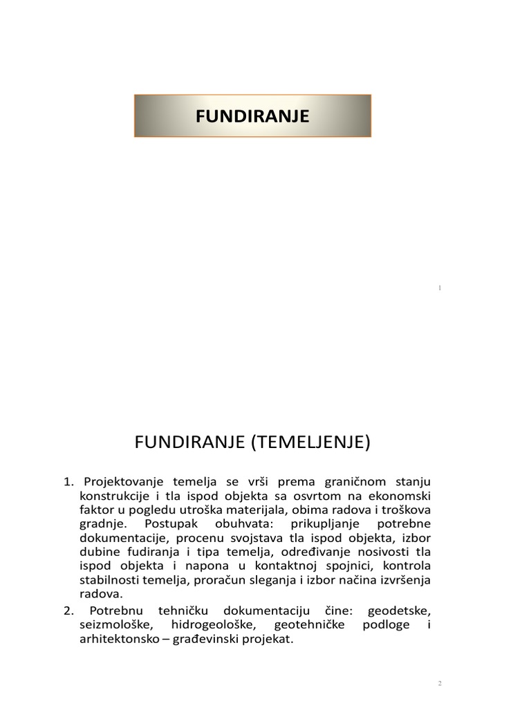FUNDIRANJE VEZBA 1 Trakasti Temelji | PDF