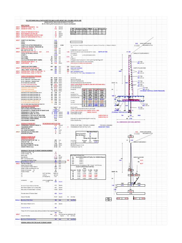 Retaining Wall Design Pdf Concrete Mechanics