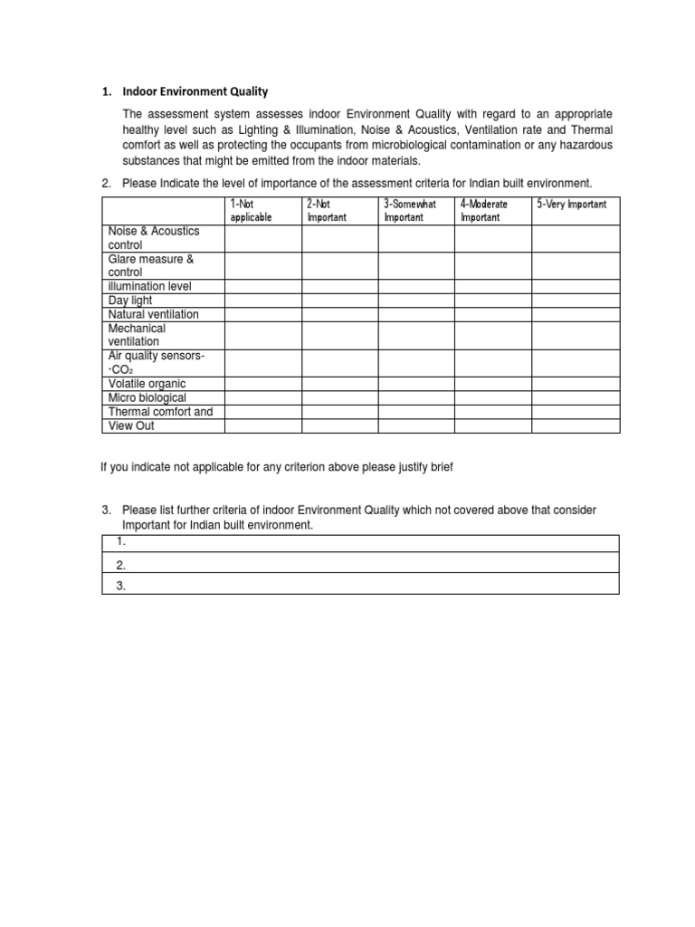 AHP Survey | PDF | Green Building | Ventilation (Architecture)