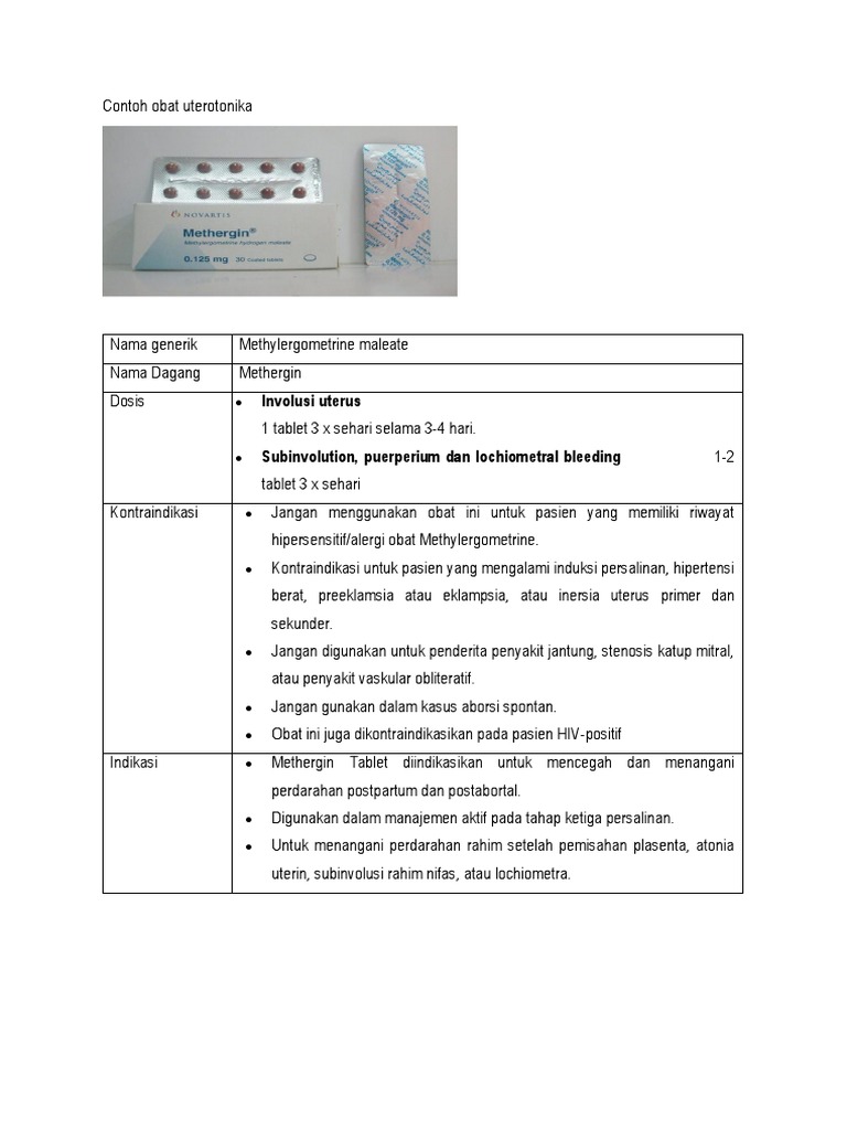 Contoh Obat Uterotonika | PDF